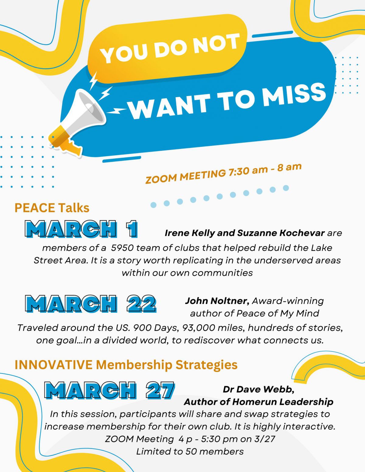 MARCH DISTRICT HAPPENINGS OF NOTE | Rotary Club of Rochester Risers